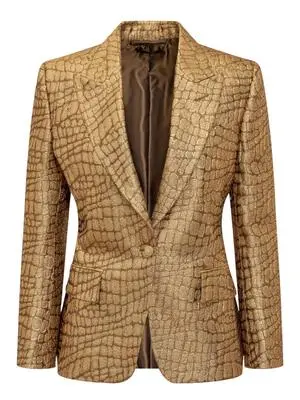 TOM FORD Tom Ford Snakeskin-Effect Woven Blazer Brown