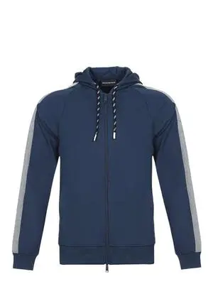 Emporio Armani Logo Hooded Casual Coat - Blue