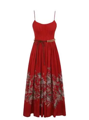 Zimmermann Rhiannon Corset Midi Dress - Redmultipaisley