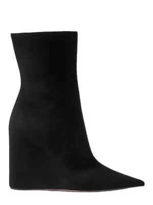 Amina Muaddi Suede Wedge Ankle Boots - Black