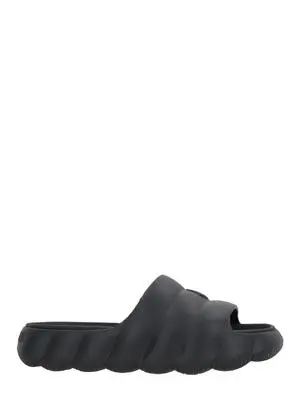 Moncler Quilted Logo Slides - Black