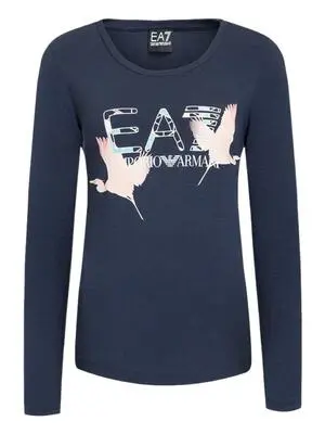 EA7 T-shirt With Round Neck And Long Sleeves - Pink