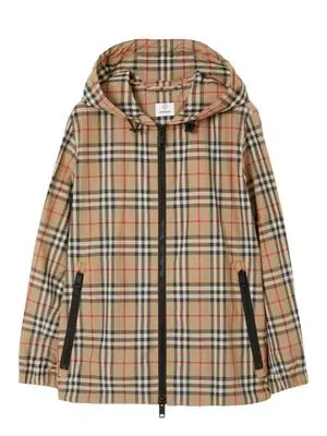 Burberry Checked Hooded Jacket - Archives Beige