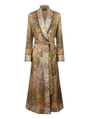 Etro Mixed Print Silk Coat - Brown