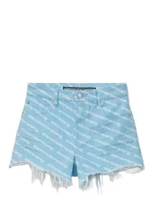 Alexander Wang High Rise Logo Denim Shorts - Blue