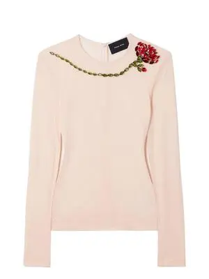 Simone Rocha Crystal-embellished Stretch-jersey Top - Nude