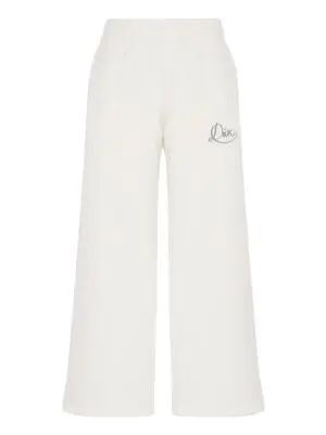 Dior Embroidered Elastic Waist Wide Leg Pants - Ivory