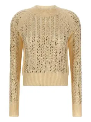 Ermanno Scervino Braided Knitwear With Baguette Studs - Beige