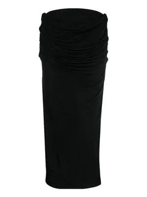 Paris Georgia High Waist Draped Midi Skirt - Black