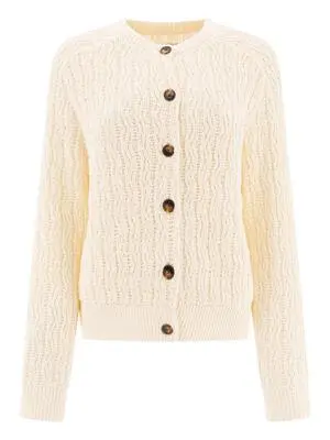 LOULOU STUDIO Long-sleeved Knitted Cardigan - White