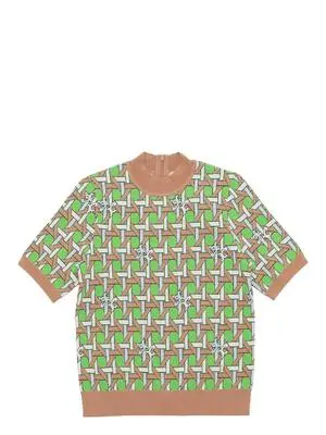 Tory Burch Short Sleeve Patterned Sweater - Multicolor