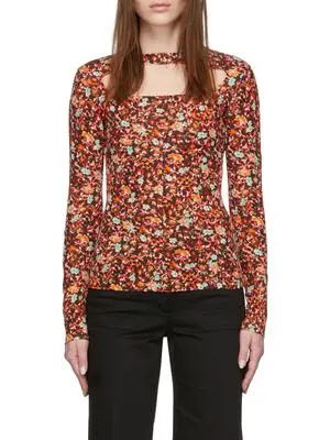 Victoria Beckham Floral Cut-out Long Sleeve T-shirt - Multicolor