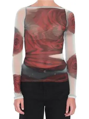 JEAN PAUL GAULTIER Blurry Roses Long Sleeve Top - Multicolor