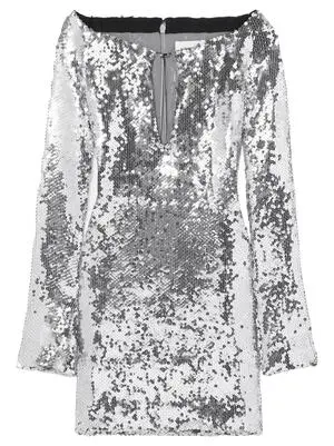16Arlington Solare Sequined Tulle Mini Dress - Gray