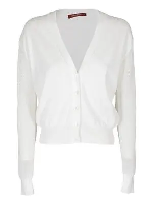 MAX MARA Max Mara V-Neck Knitted Cardigan With Perforated Sleeves