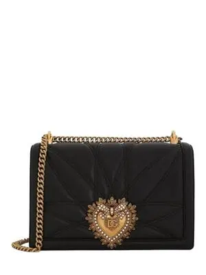 Dolce & Gabbana Logo Plaque Devotion Shoulder Bag - Black