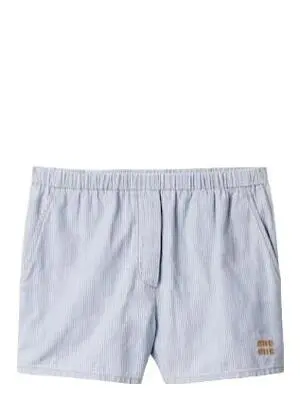 Miu Miu Striped Chambray Bermuda Shorts - Blue