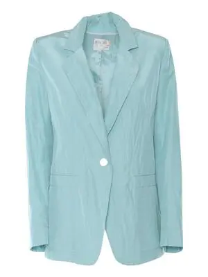 FORTE_FORTE Satin Boxy Jacket - Blue