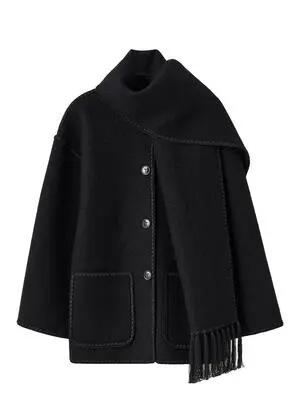 TOTEME Toteme Oversized Fringed Edge Scarf Jacket Black