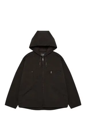 Comme Des Garçons Long-sleeved Casual Jacket With Drawstring Hoodie - Brown