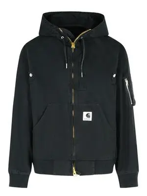 Sacai X Carhartt Wip Zip-up Hooded Bomber Jacket - Black