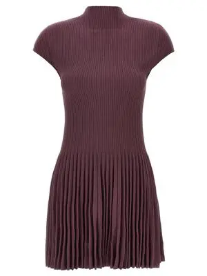 Magda Butrym Ribbed Pleated Mini Dress - Red