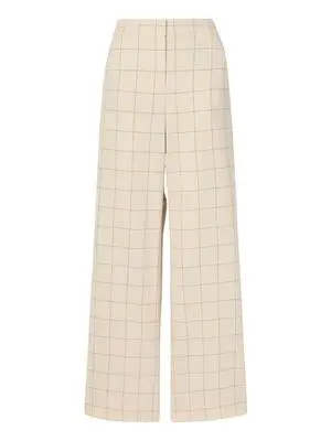 Veronica Beard Plaid Wide-leg Trousers - Nude