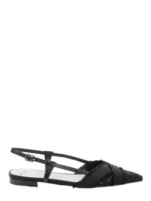 Roberto Festa Slingback Pointed Toe Flats - Black