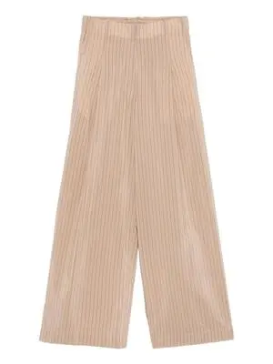 Dries Van Noten Wide Leg Striped Casual Pants - Nude