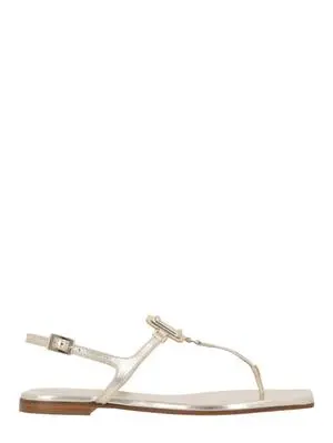 ROGER VIVIER Square-tipped Flat Sandals With Buckle Detail - White