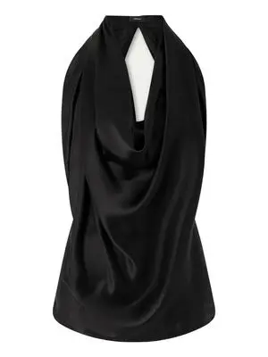 Wardrobe.NYC Halterneck Cowl-back Blouse - Black
