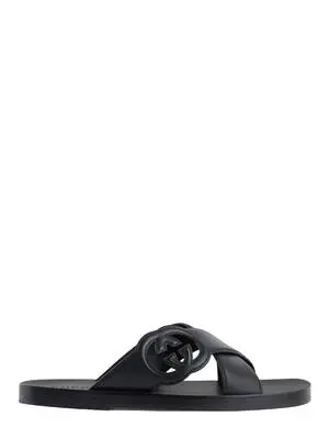 Gucci Crossover Strapped Sandals With Cut-out Logo Detail - Black