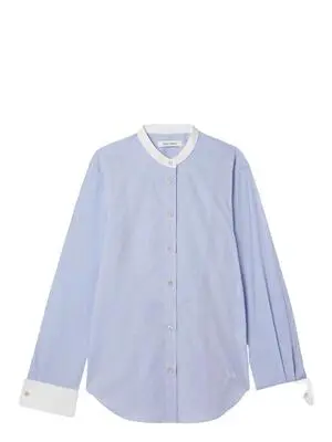 WALES BONNER Embroidered Cotton-chambray Shirt - Blue
