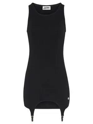 JEAN PAUL GAULTIER Ribbed Stocking Detail Dress - Black