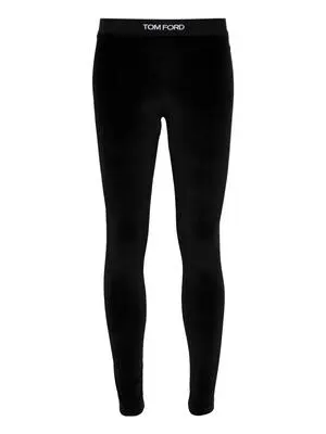 TOM FORD Stretch Lustrous Velour Signature Leggings - Black