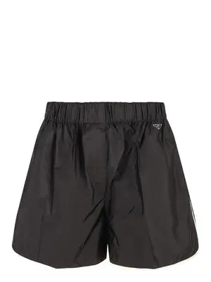 Prada Prada Logo Plaque Elasticated Waistband Shorts Black