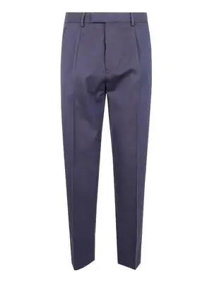 Zegna Pleated Cotton Trousers - Black