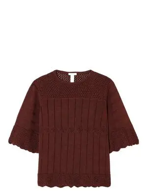 ERES Rêverie" Knit Top With Lace Detail - Chocolate-colored