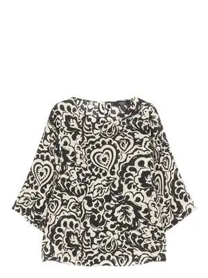 Max Mara Printed Silk Twill Blouse - Black
