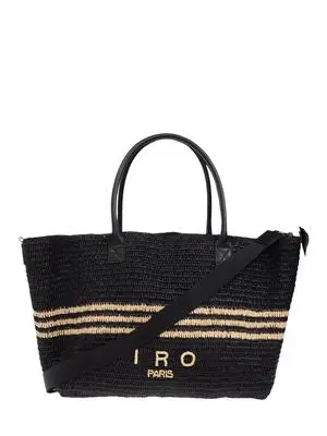 IRO PARIS Nancy Woven Tote Bag With Striped Pattern - Black