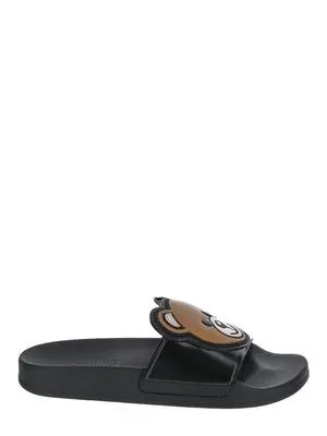 Moschino Teddy Bear Flat Slip-on Sandals - Black