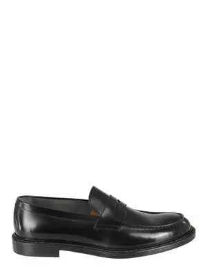 DOUCAL'S Penny-slot Almond Toe Loafers - Black