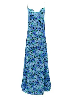ROTATE BY BIRGER CHRISTENSEN Floral-printed Strappy Maxi Dress - Blue