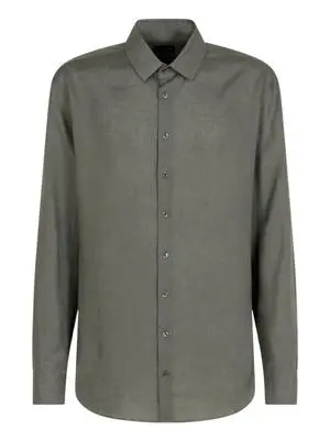 Giorgio Armani Curved Hem Button-up Shirt - Gray