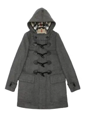 Burberry Long Sleeved Hooded Coat - Gray