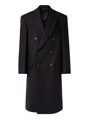 Wardrobe.NYC Double-breasted Checked Overcoat - Black
