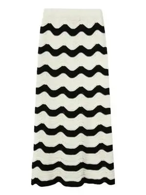 La DoubleJ Chevron Wave Maxi Skirt - Black And Ivory