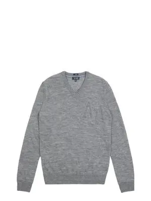Emporio Armani V-neck Pullover With Logo Detail - Gray