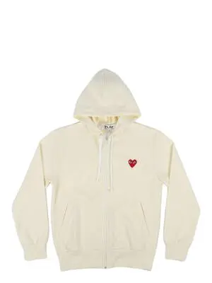 Play Comme Des Garcon Long-sleeved Hooded Sweater With Heart Patch - White