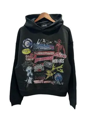 We11Done Graphic Print Hooded Hoodie - Black